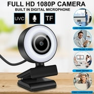 onn. Webcam with Ring Light w/3 LED Levels, Autofocus, Built-in ...