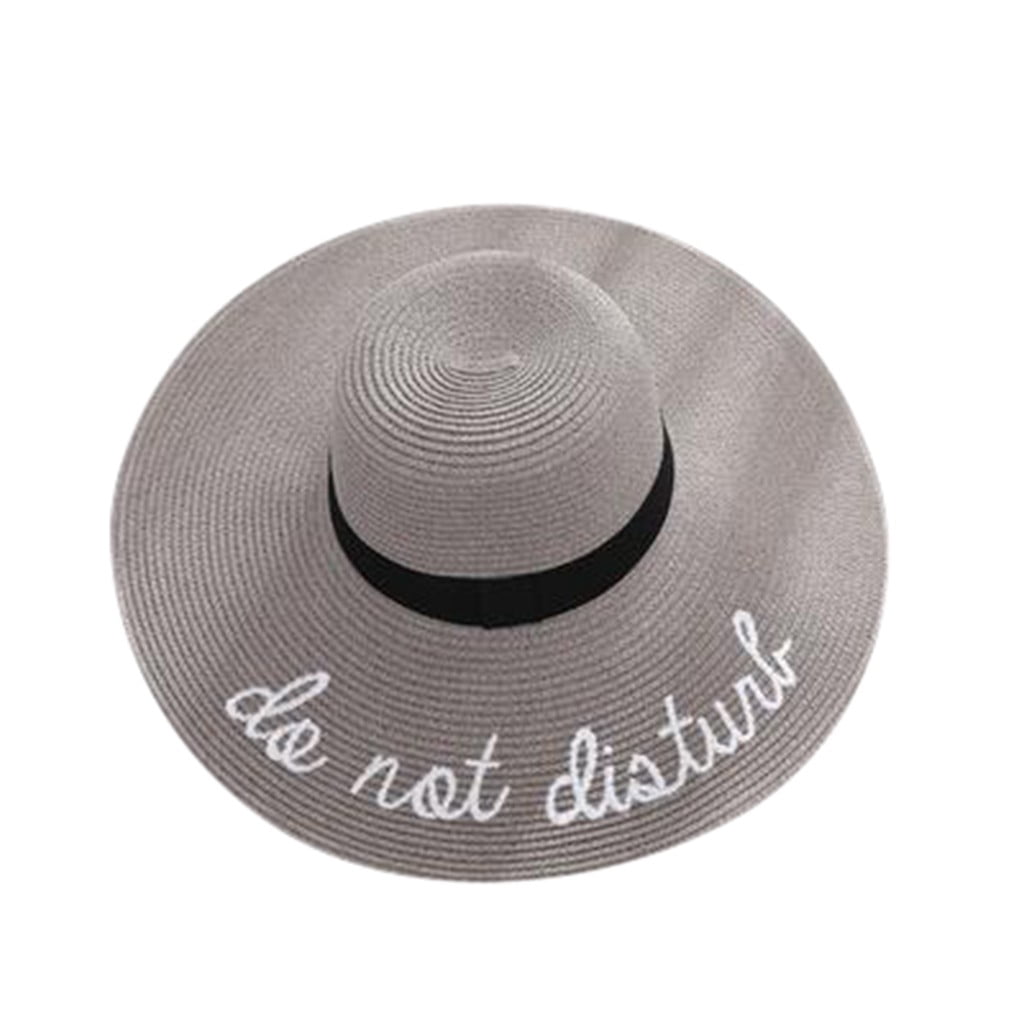 Kiplyki Women Summer Big Straw Hat Sun Floppy Wide Hats Letter Print ...