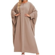 jsaierl Womens Muslim Open Front Chiffon Maxi Cardigan Abaya Robe Kaftan Loose Dress Head Wrap ...
