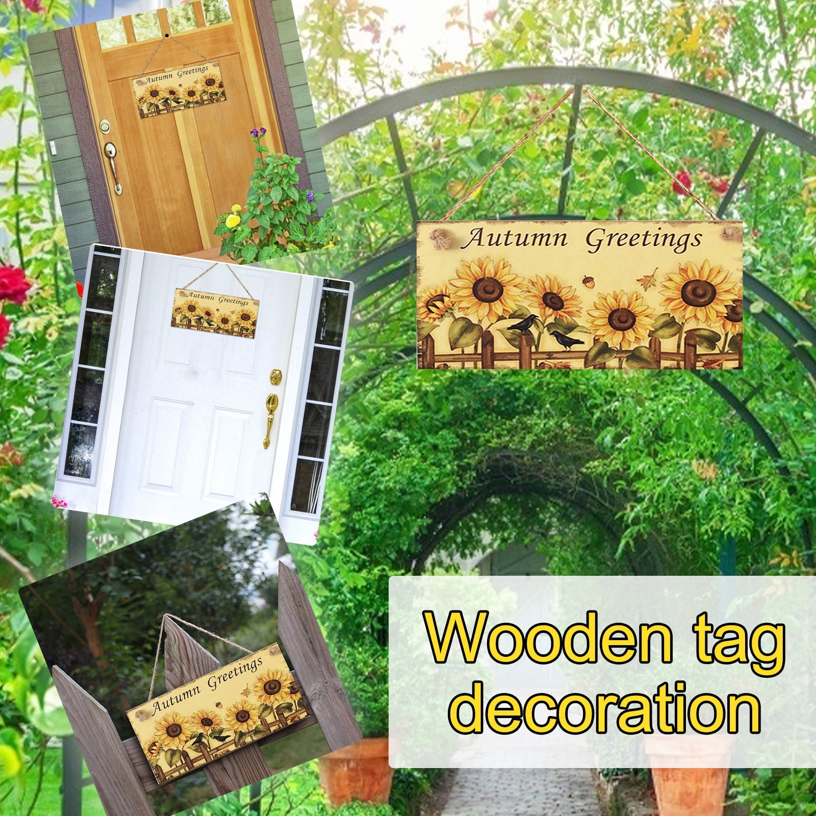 Kiplyki Wooden Sunflower Sign Plaque Rustic Wall Decoration Home ...