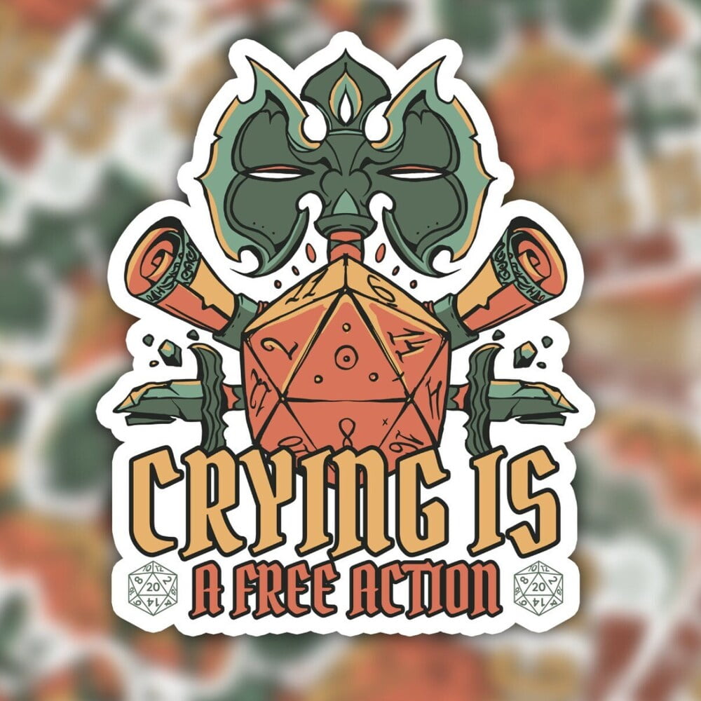 Kira .1 Sticker - Dnd Crying Is A Free Action, Dungeons And Dragons Hot ...