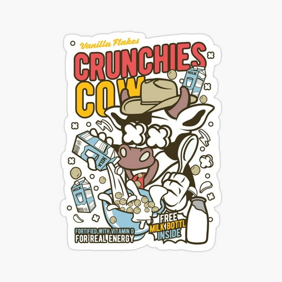 Kira .1975 Sticker - Cow Cereal Farm Breakfast Food Urban Street Design ...