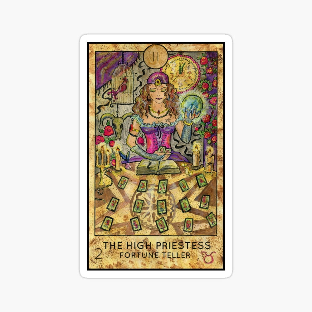 Kira .1988 Sticker - Tarot Card High Priestess Mystic Psychic Fortune ...