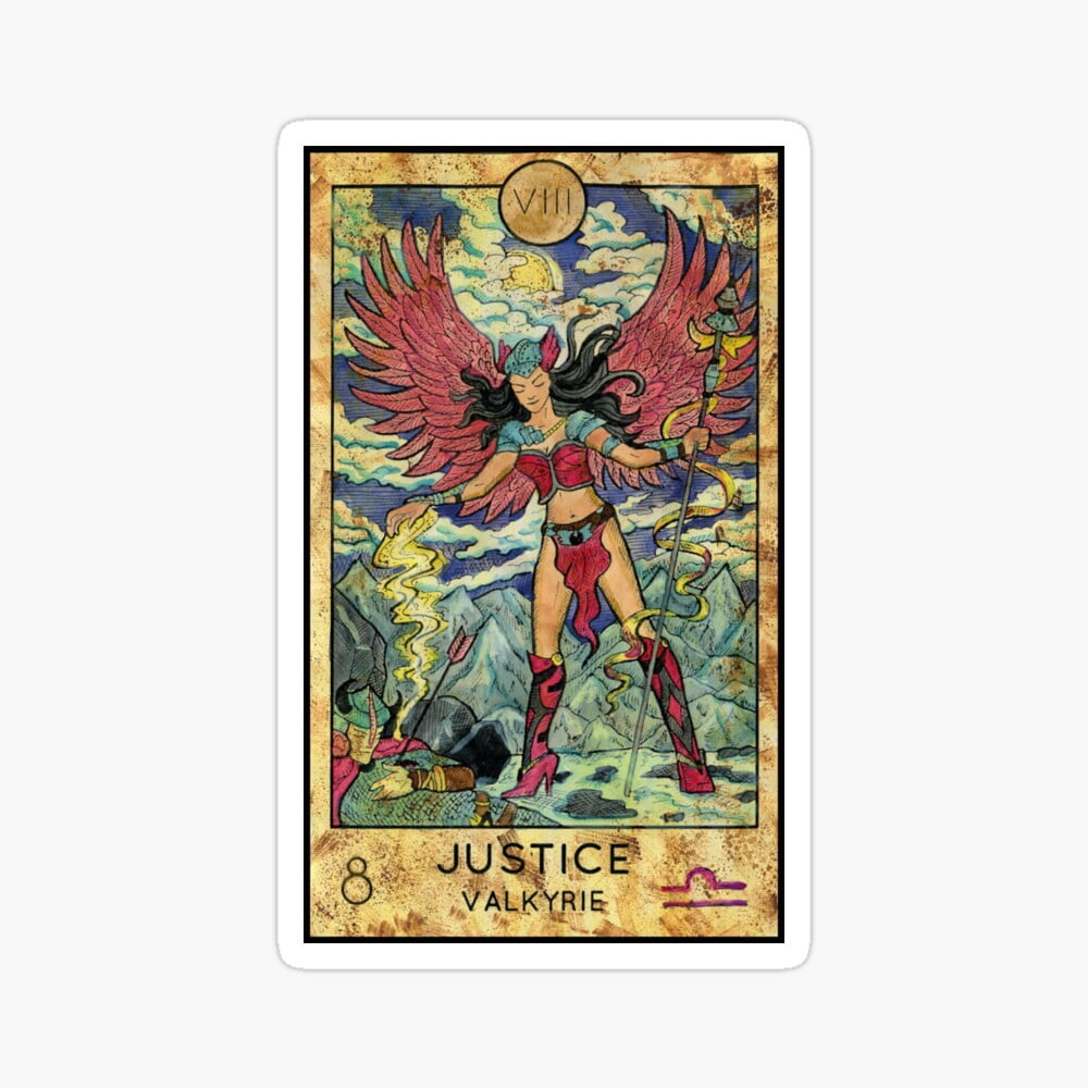 Kira .1991 Sticker - Tarot Card Valkyrie Justice Mystic Psychic Fortune ...