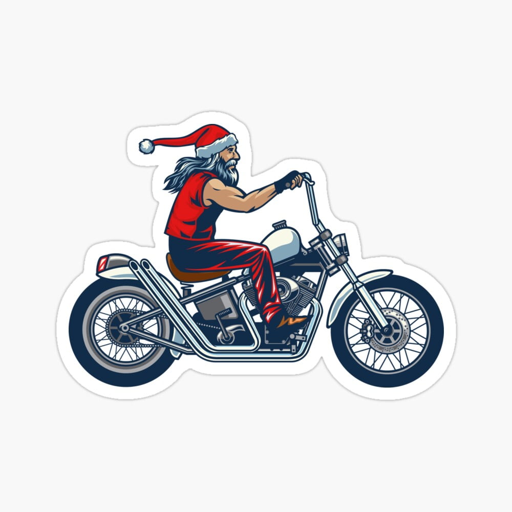 Kira .1992 Sticker - Cool Father Christmas Biker Santa On Chopper ...