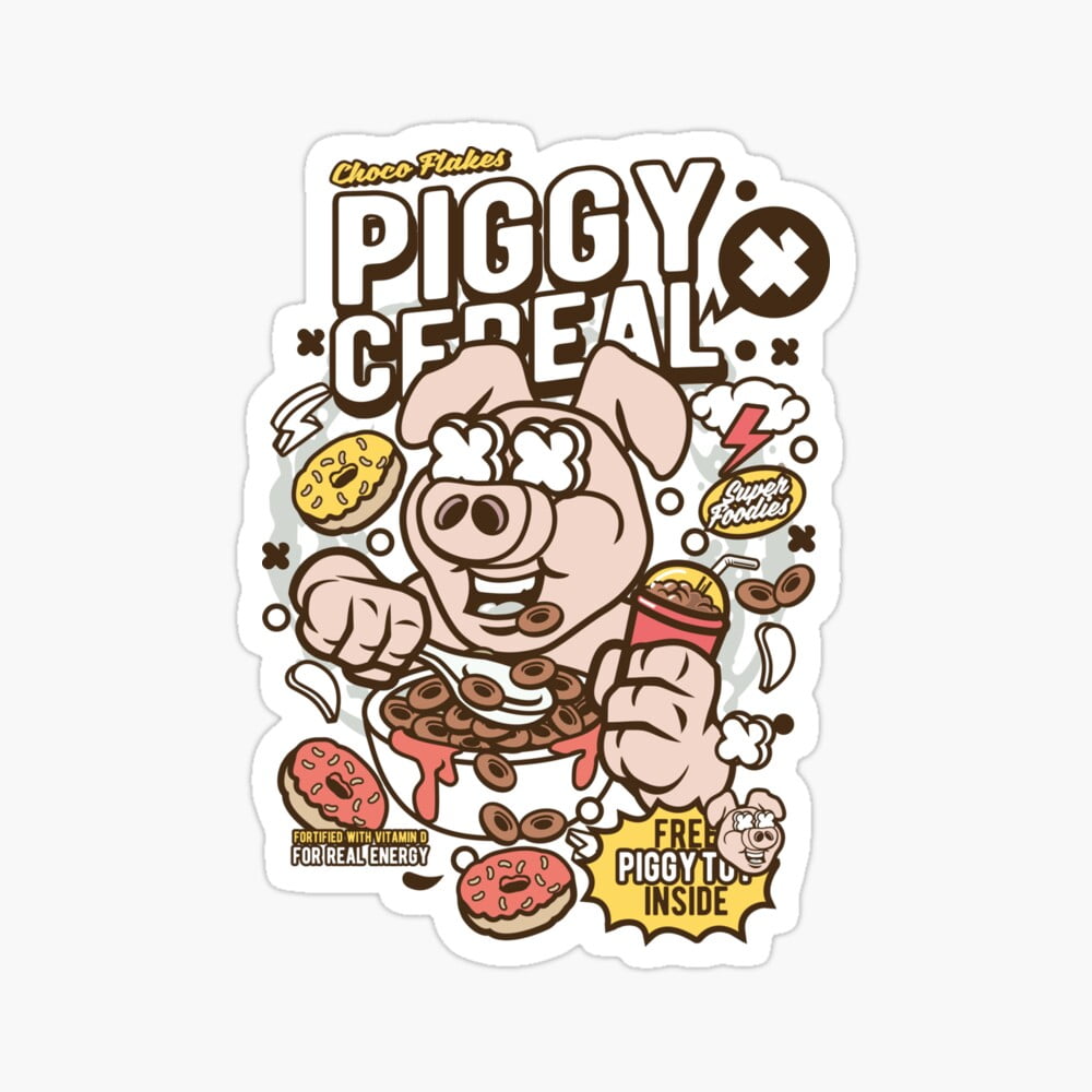 Kira .2031 Sticker - Pig Piggy Cereal Breakfast Urban Street Design ...
