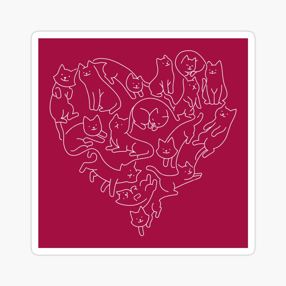 Kira .2737 Sticker - Wool Heart Cats Viva Magenta - Hot Trending Vinyl ...
