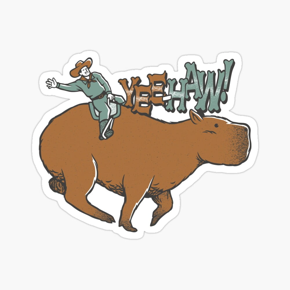 Kira .2856 Sticker - Capybara Cowboy Yee Haw Yellow - Hot Trending ...