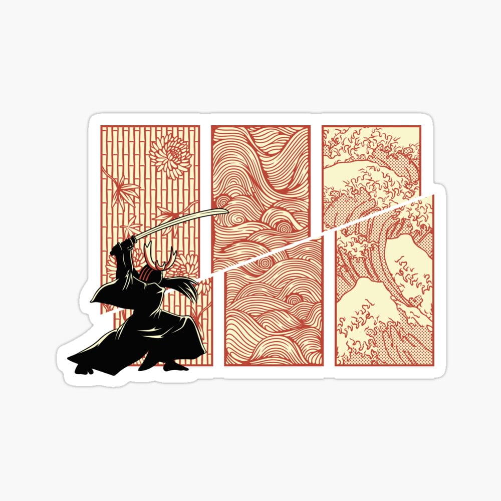 Kira .2953 Sticker - Japanese Samurai Kanagawa Wave - Hot Trending ...