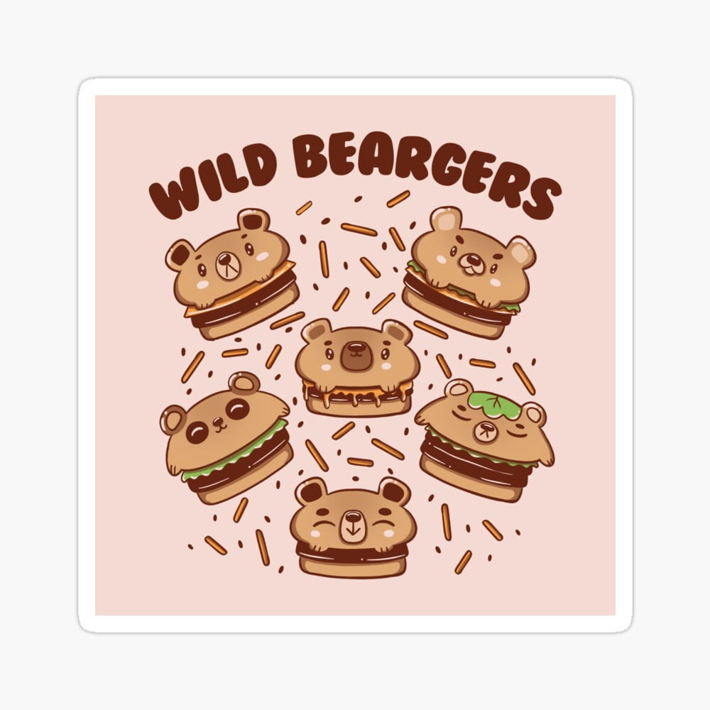 Kira .3870 Sticker - Wild Beargers Cheeseburger Bear - Hot Trending ...