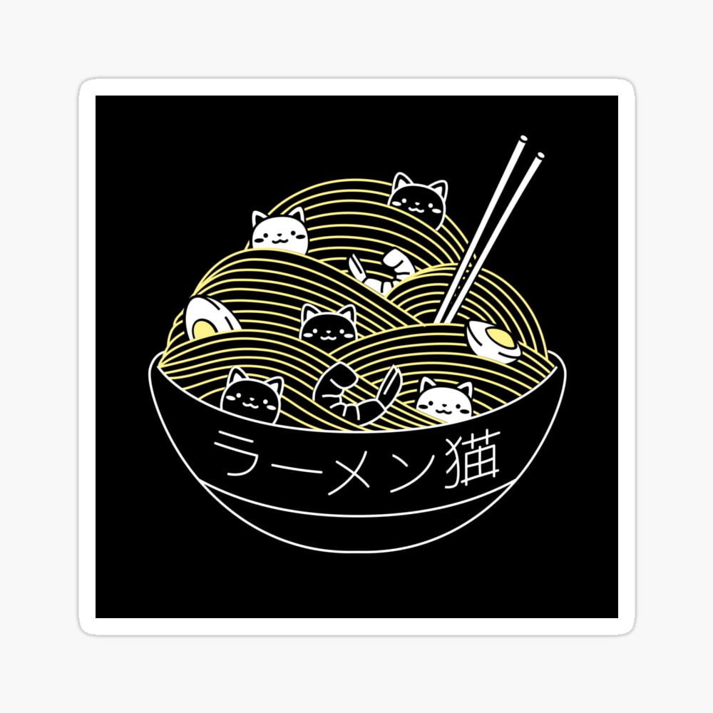Kira .4100 Sticker - Ramen Lines Minimalist Cat - Hot Trending Vinyl ...