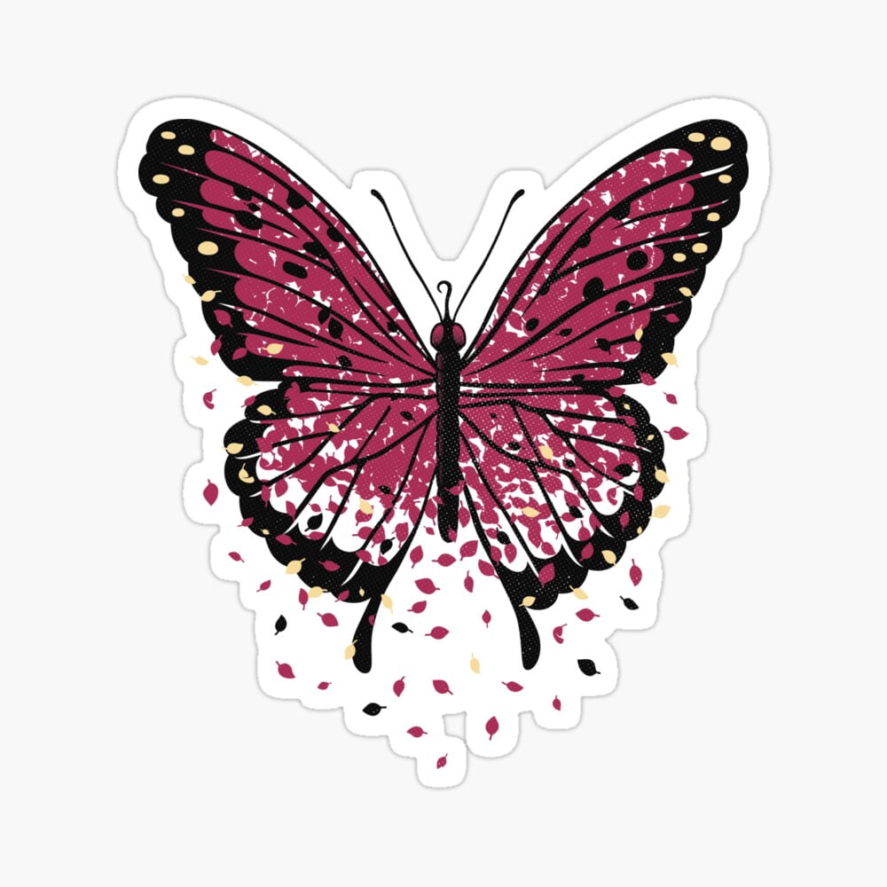 Kira .4187 Sticker - Monarch Butterfly Autumn Leaves Viva Magenta - Hot ...