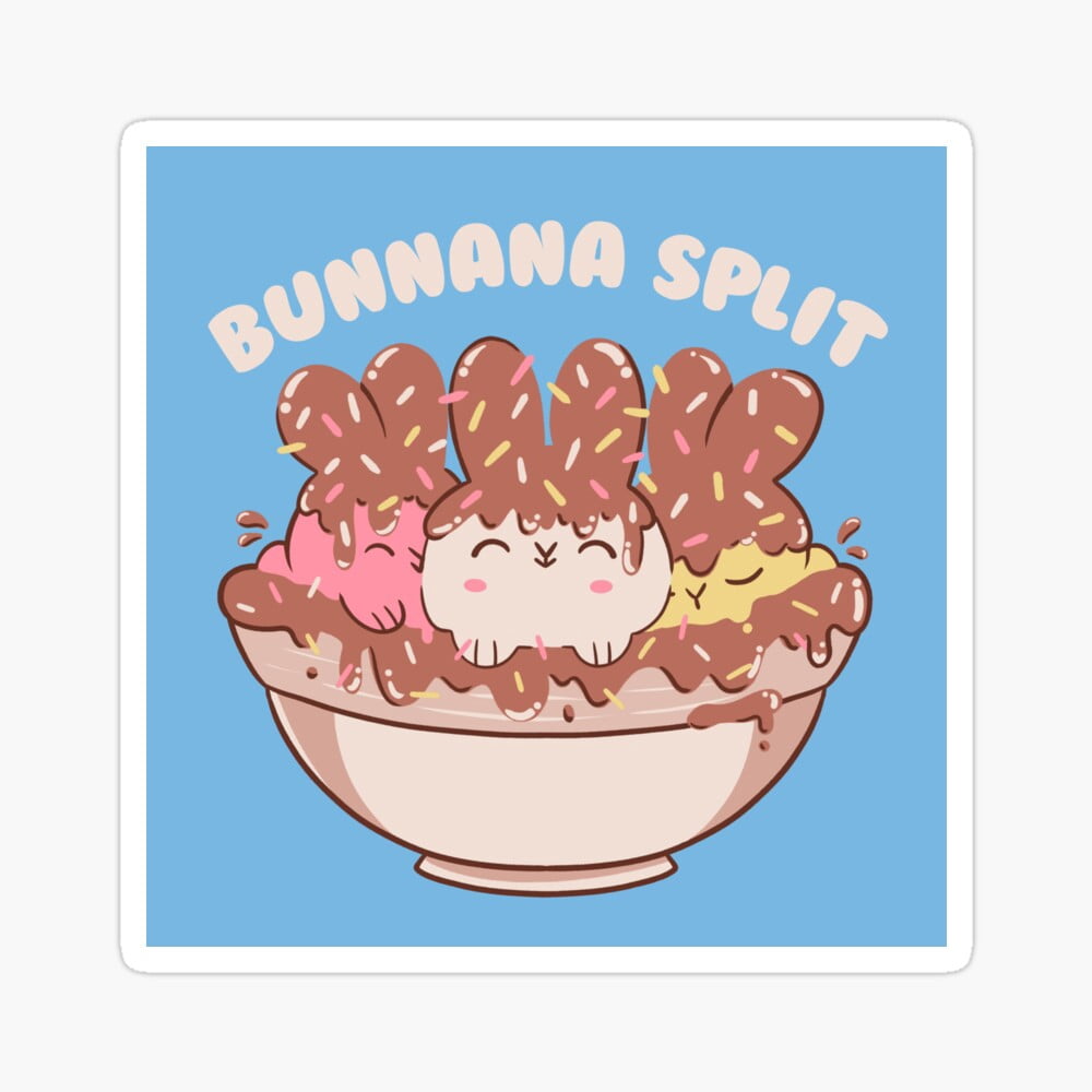 Kira .4279 Sticker - Bunny Banana Split Ice Cream Cute Animals - Hot ...