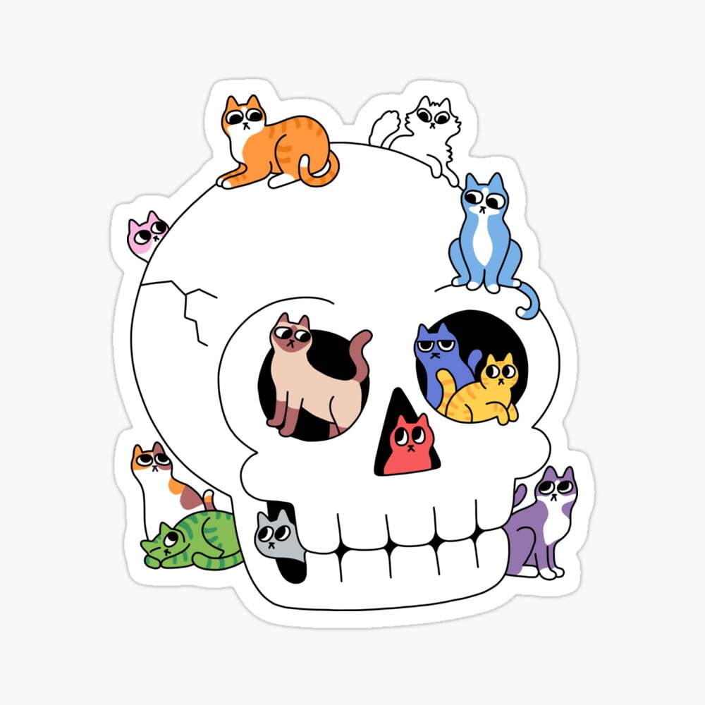 Kira .4723 Sticker - Skull Is Full Of Cats - Hot Trending Vinyl Sticker ...