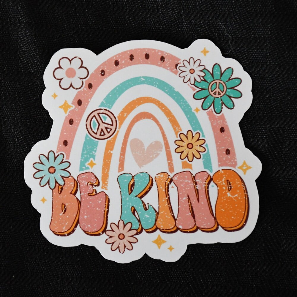 Kira .495 Sticker - Be Kind Rainbow, Motivational, Encouraging, Retro ...
