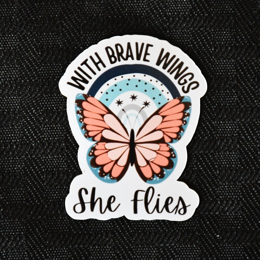 Kira .556 Sticker - With Brave Wings She Flies, Boho Rainbow, Boho ...