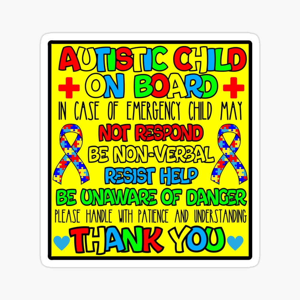 Kira .6041 Sticker - Child With Autism On Board Autistic Child In Car ...