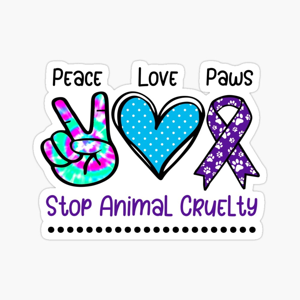Kira .6129 Sticker - Animal Cruelty Abuse Awareness Support Stop Ribbon ...