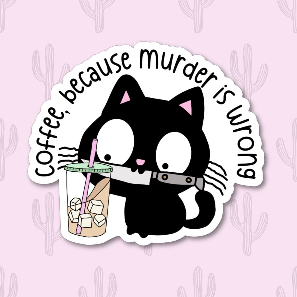 Kira .876 Sticker - Coffee, Angry Cat, Cute Animal, Black Cat, Birthday ...