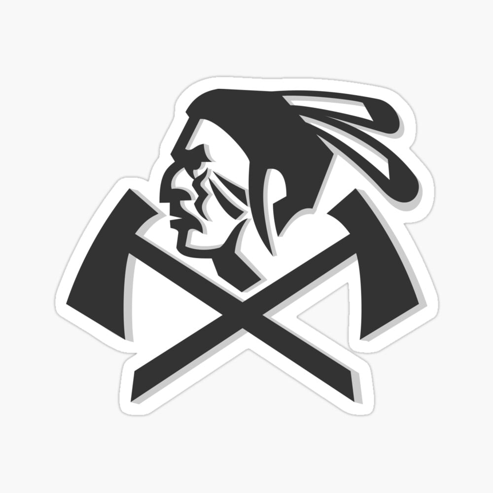Kira .8827 Sticker - Native American Warrior Crossed Hatchet Mascot ...
