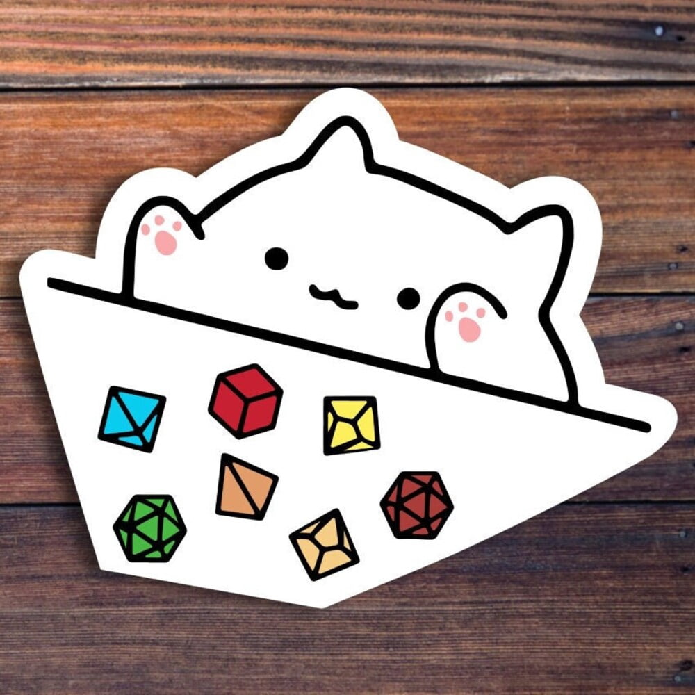 Kira .95 Sticker - Cat Throwing Dice, Tabletop Gaming, Cat, Game Master ...