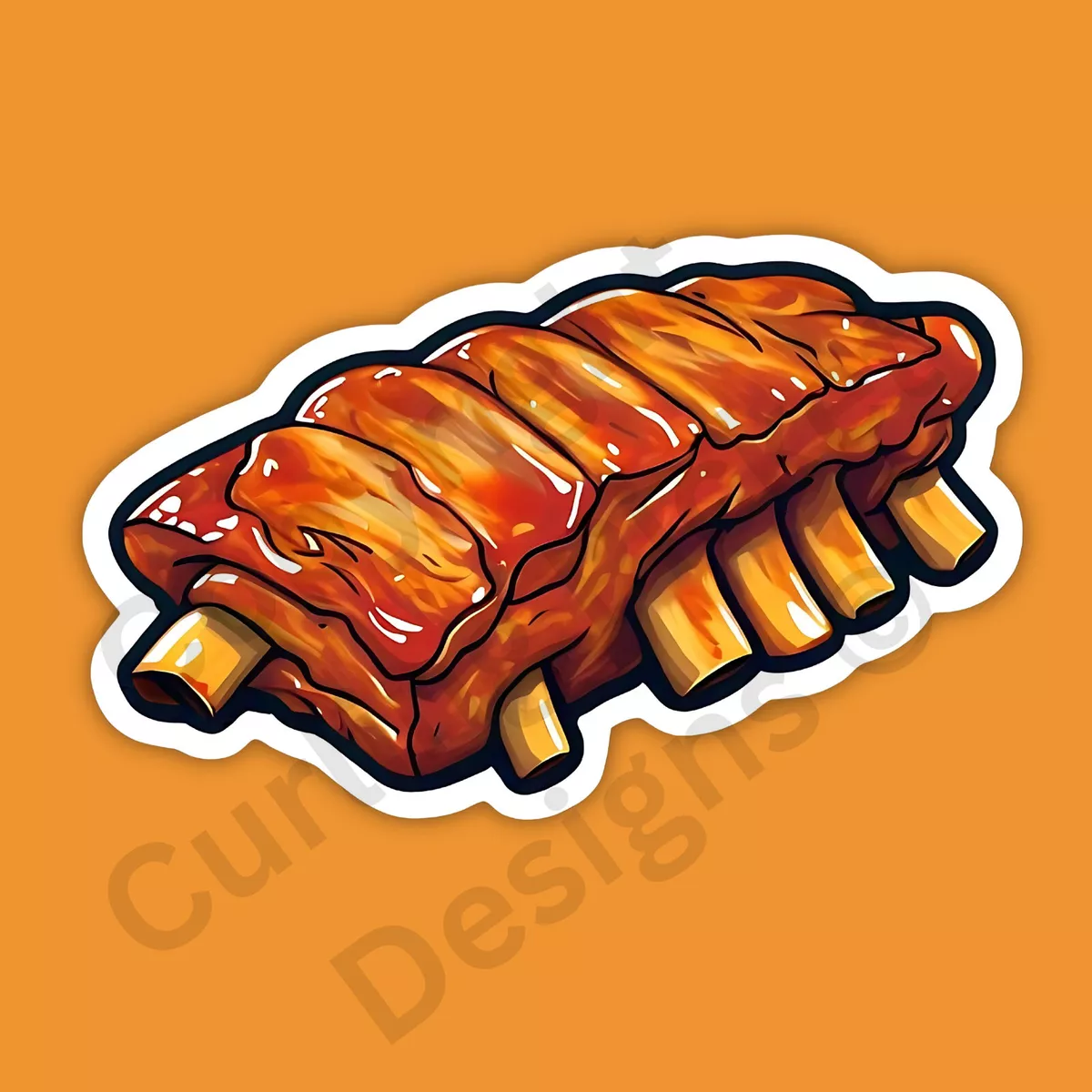 Kira Barbecue Spare Ribs Food BBQ Meat Grilled Cookout Vinyl Sticker ...