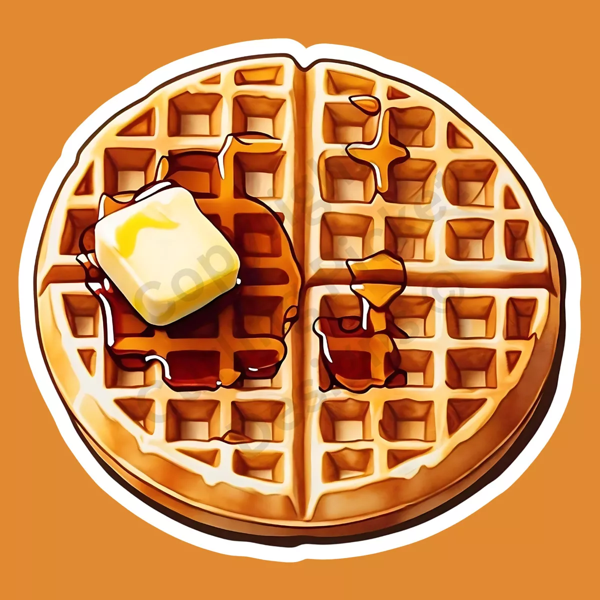 Kira Belgian Waffle with Butter and Syrup Food Vinyl Sticker Waterproof ...