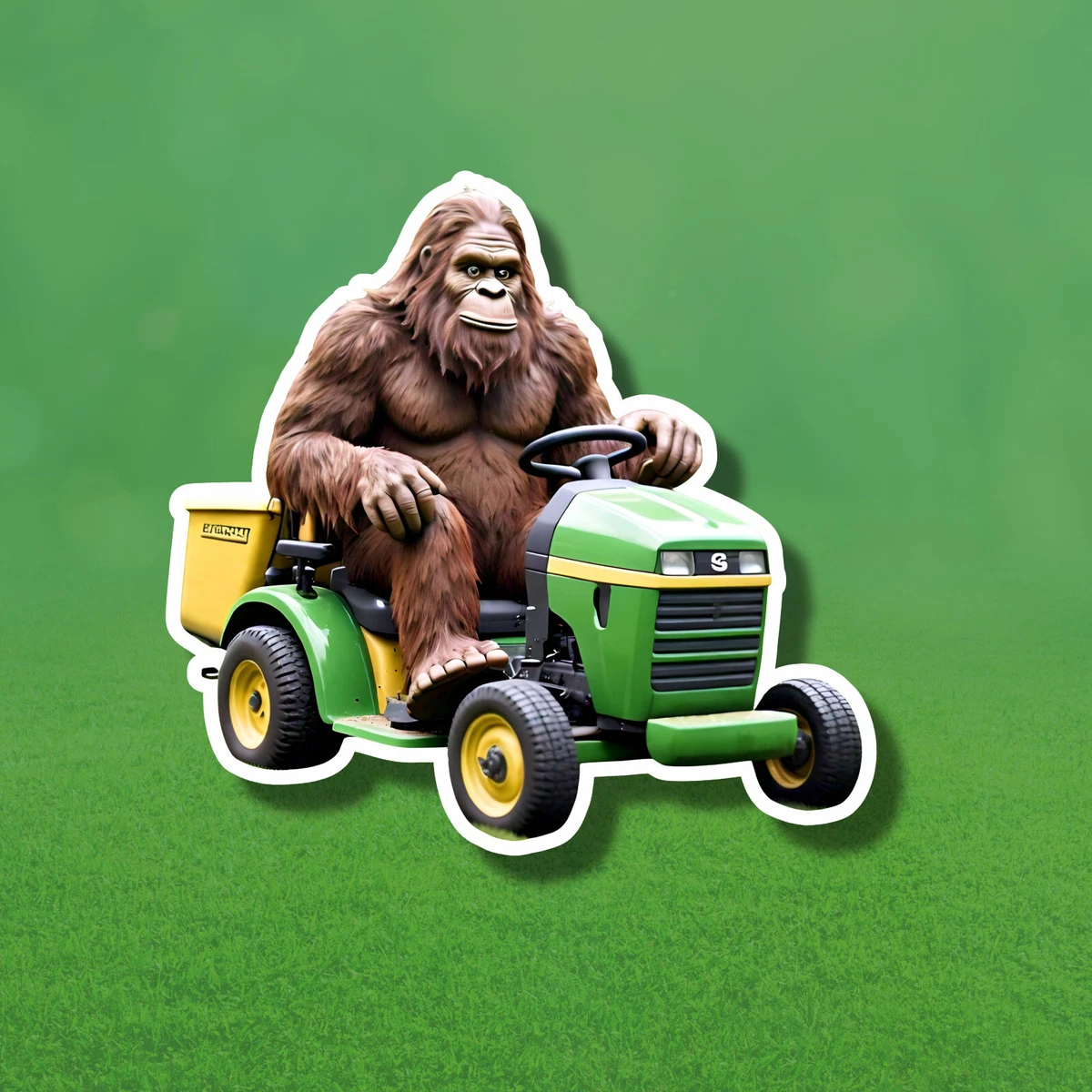 Kira Bigfoot on a Lawn Tractor Mower Funny Sasquatch Cryptid Vinyl ...