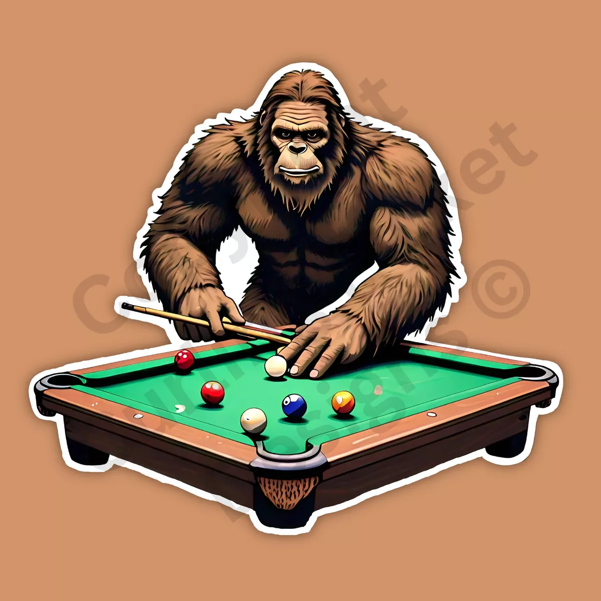 Kira Bigfoot Playing Pool Billiards Sasquatch Crypid Funny Vinyl ...