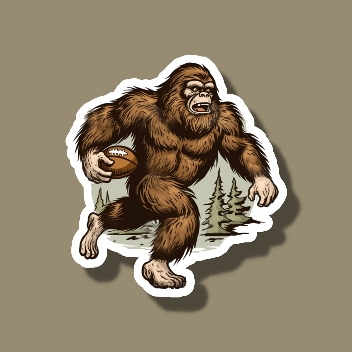 Kira Bigfoot Running with a Football Funny Sasquatch Cryptid Vinyl ...