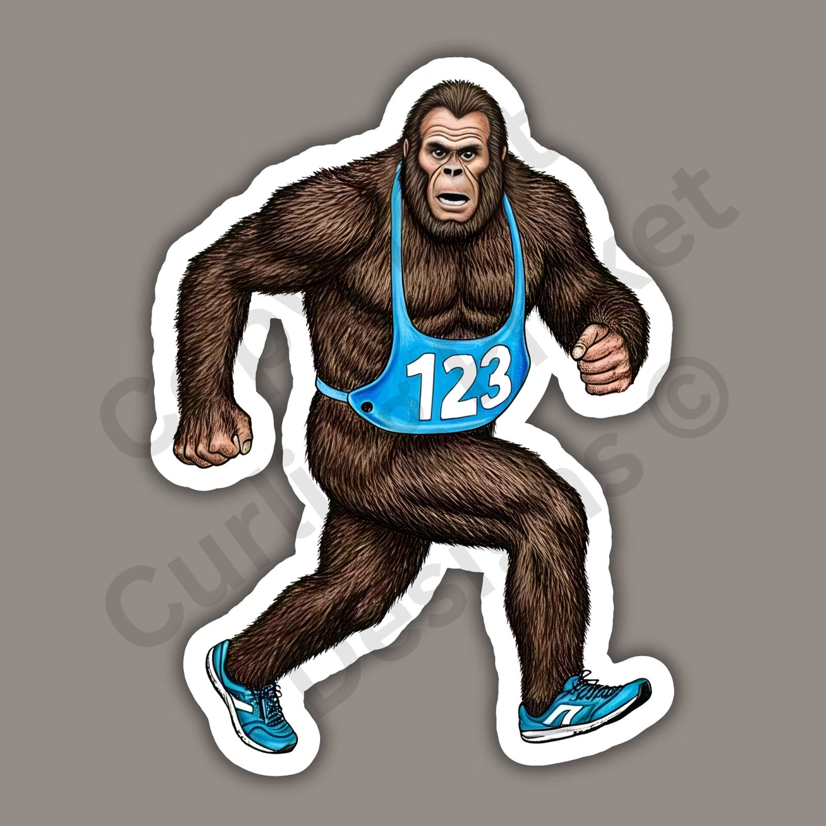 Kira Bigfoot Running The Marathon Number 123 Sasquatch Cryptid Funny ...