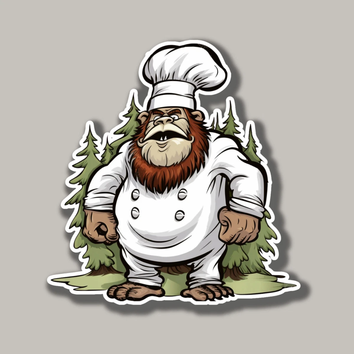 Kira Bigfoot Sasquatch as a Chef Funny Vinyl Sticker Waterproof Sticker ...
