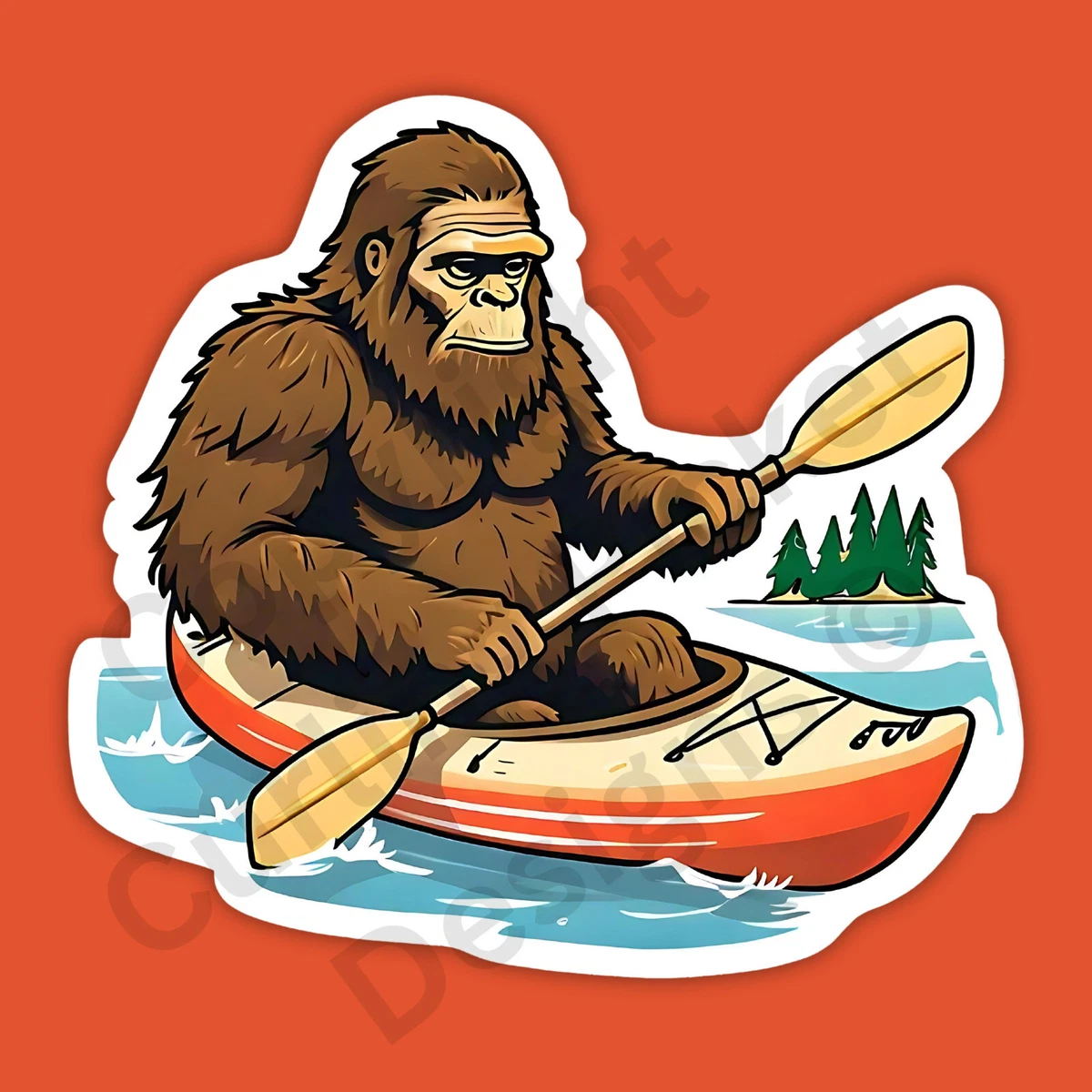 Kira Bigfoot in a Kayak Sasquatch Funny Vinyl Sticker Waterproof ...