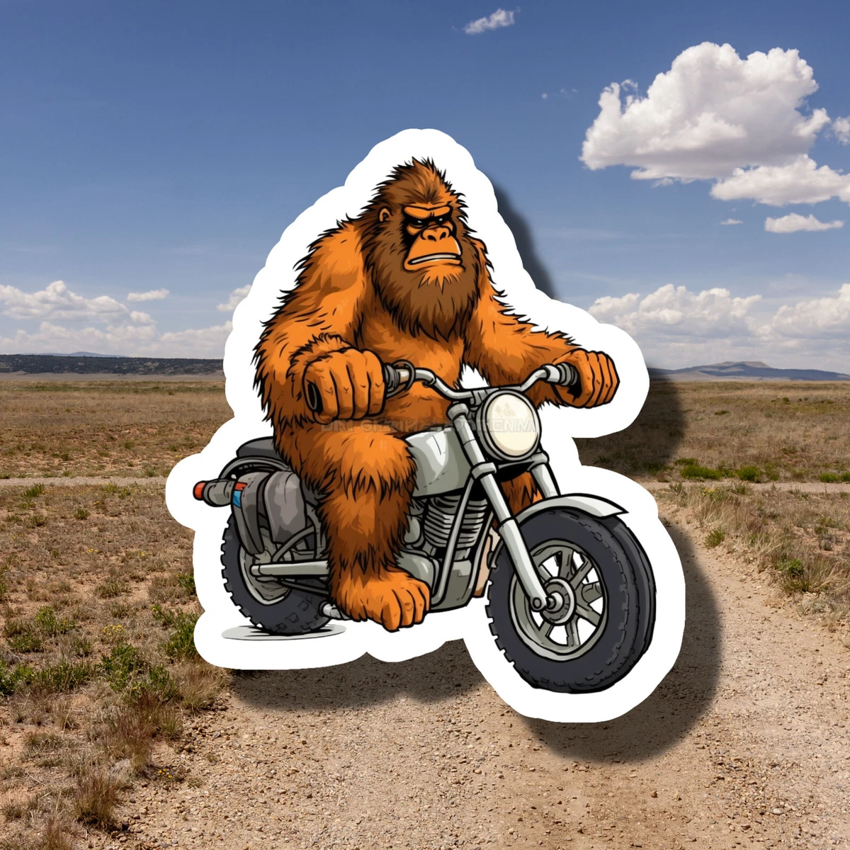 Kira Bigfoot on a Motorcycle Funny Sasquatch Cryptid Vinyl Sticker ...
