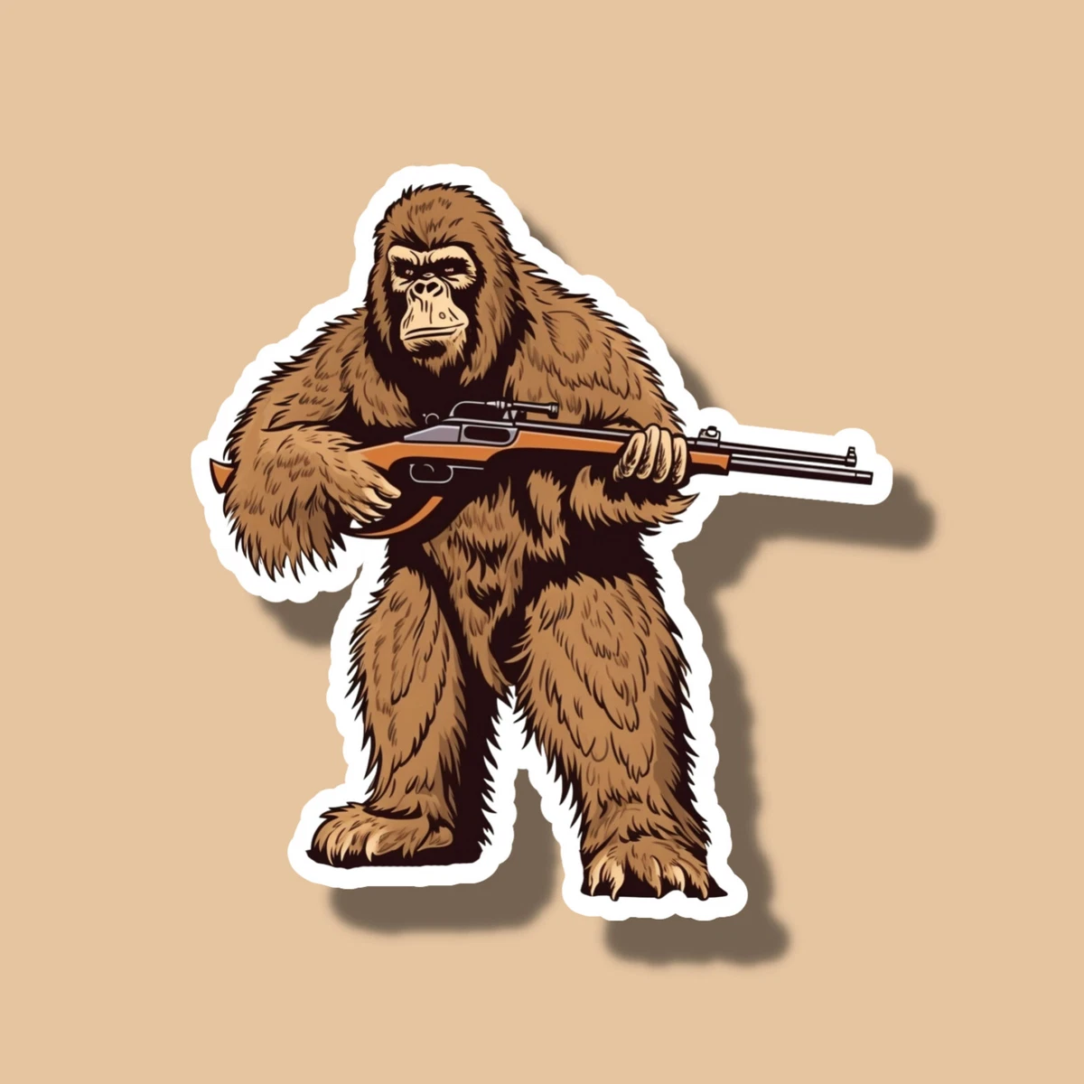 Kira Bigfoot with a Rifle Funny Sasquatch Cryptid 2A Vinyl Sticker ...