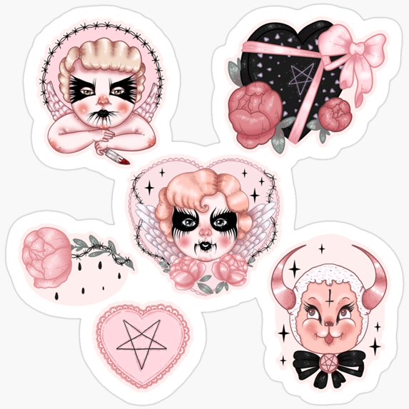 Kira Black Metal Cherubs Sticker Waterproof Sticker for Water Bottles ...