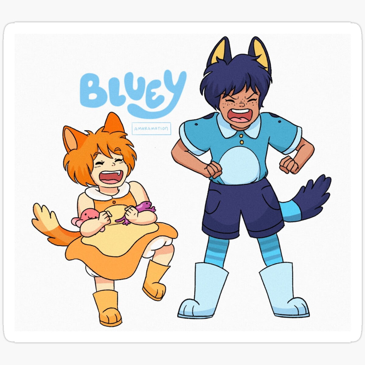 Kira Bluey as Humans! Sticker Waterproof Sticker for Water Bottles ...
