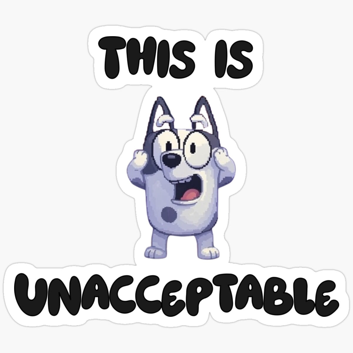 Kira Bluey inspired "this is unacceptable by muffin" 8 bit design ...