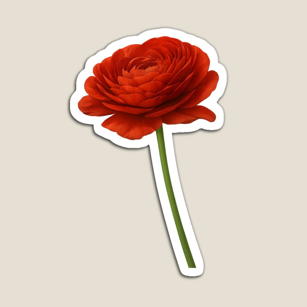 Kira - Bold Red Ranunculus Ai-Enhanced Original Photo Sticker - 5174 ...