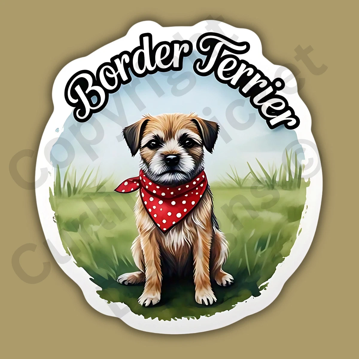 Kira Border Terrier With Bandana Dog Breed Cute Vinyl Sticker ...
