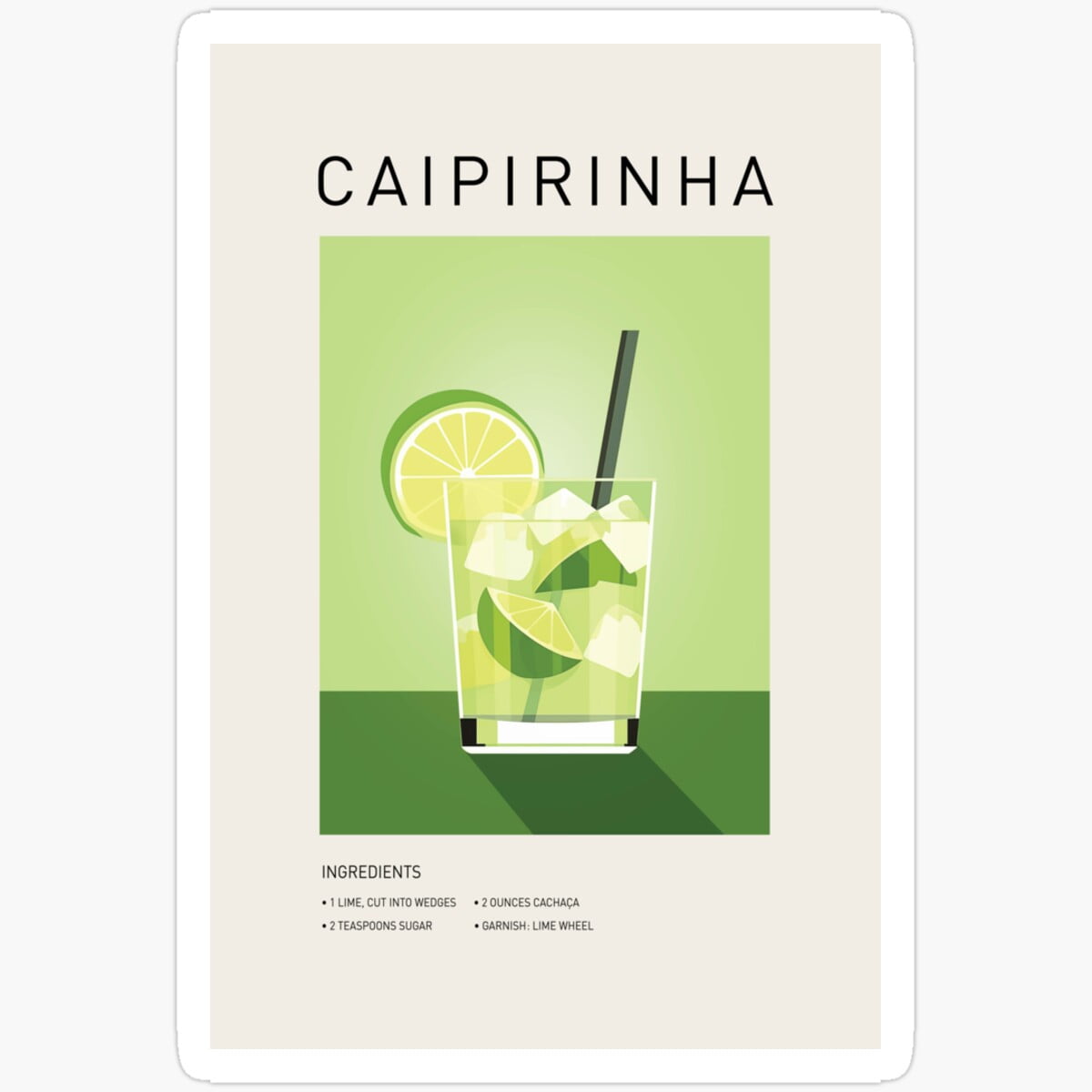 Kira Caipirinha Cocktail Wall Art Glossy Sticker Waterproof Sticker for ...