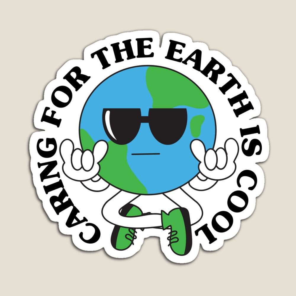 Kira - Caring For The Earth Is Cool - Earth Day - Retro Sticker - 1759 ...