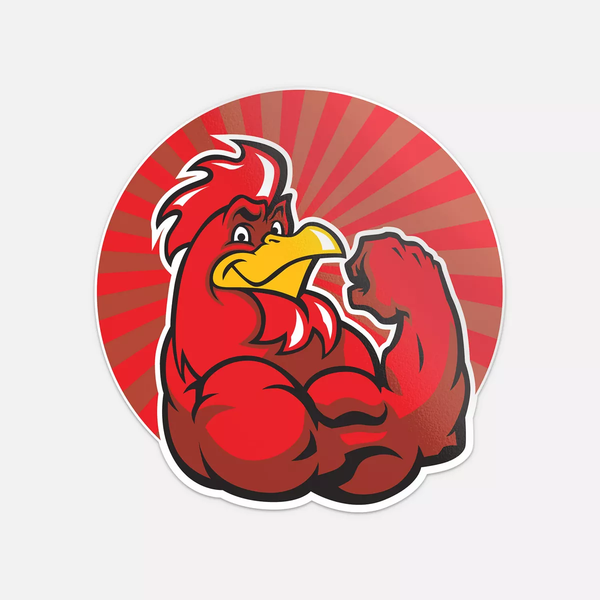 Kira Cartoon Muscular Rooster Mascot Sport Vinyl Sticker Decal ...
