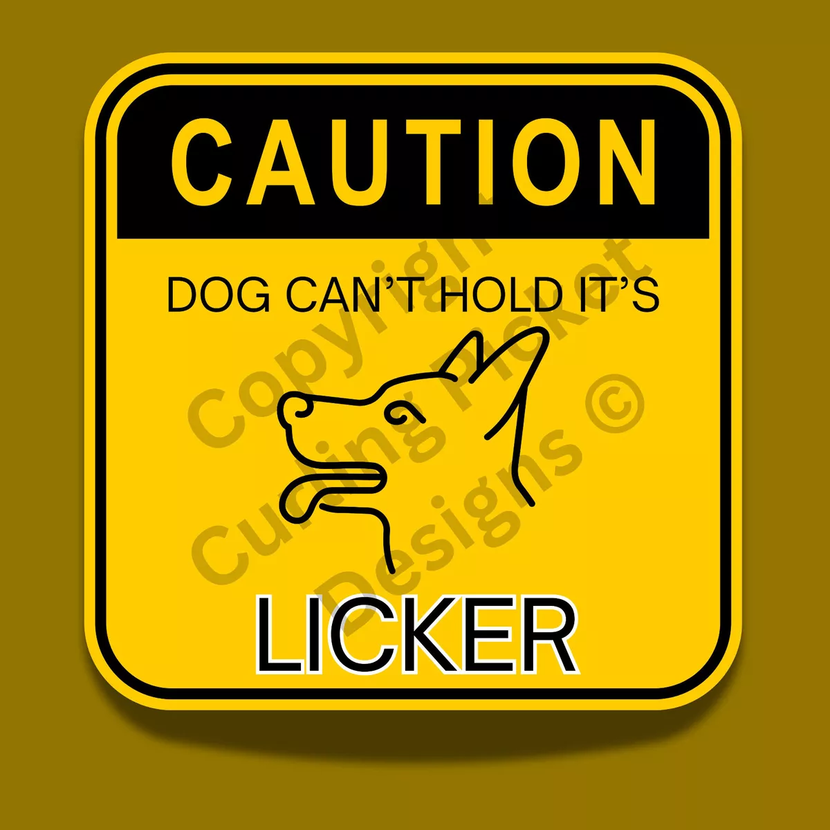Kira Caution Dog Can't Hold It's Licker Funny Cute Vinyl Sticker ...