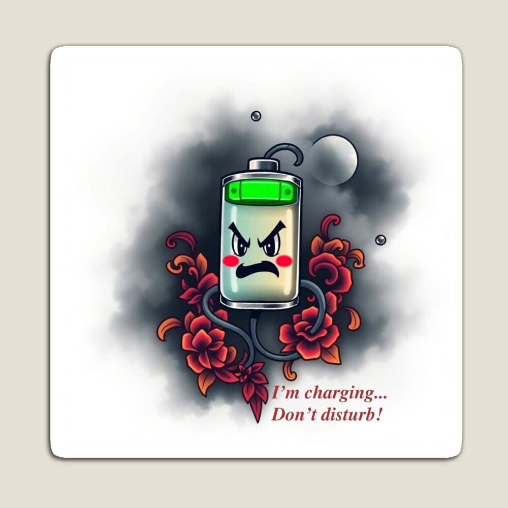 Kira - Charging Battery Cartoon Minimalist Design Sticker - 7043 Hot ...