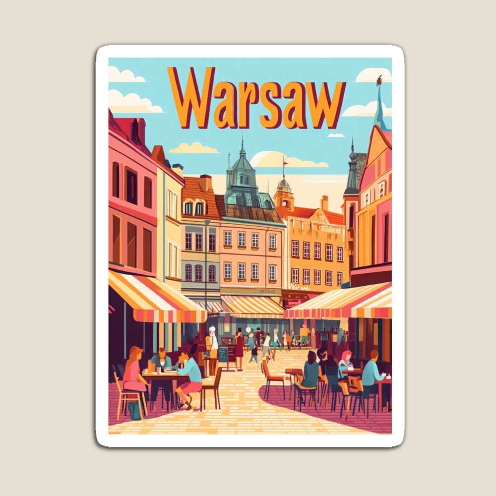 Kira - Charming Street In Warsaw Features Outdoor Cafes Filled With Patrons. Historic Buildings ...
