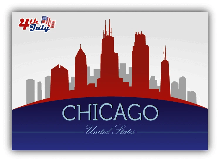 Kira Chicago City Silhouette USA 4th July Independence Day Car Bumper ...