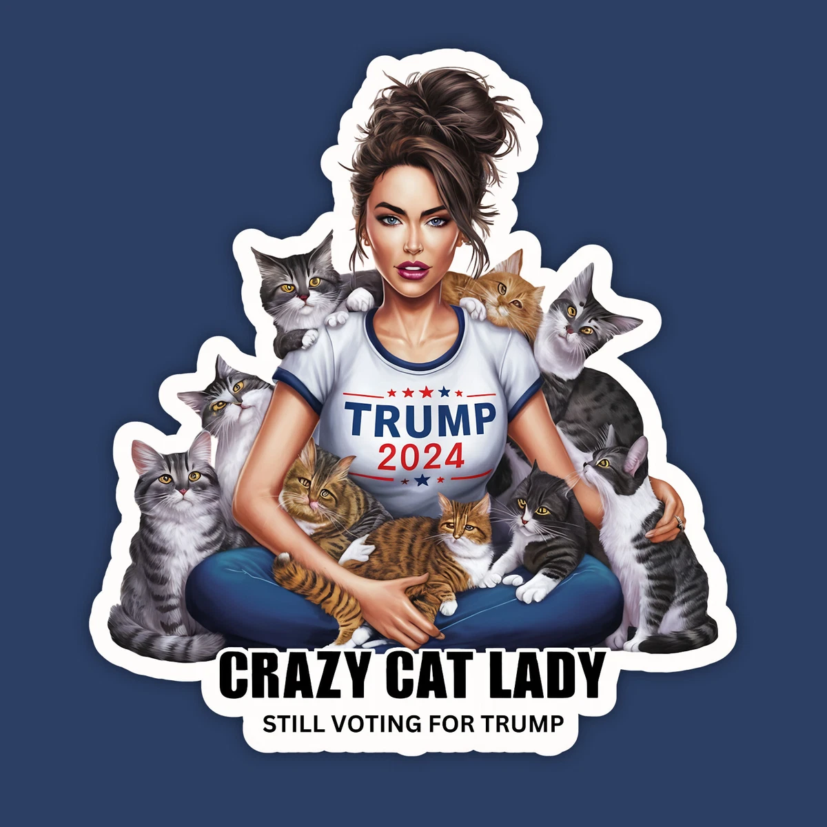 Kira Crazy Cat Lady Still Voting For Humor Vinyl Sticker Waterproof ...