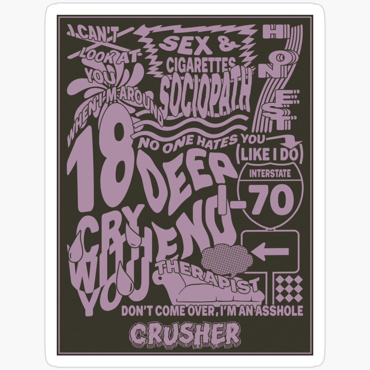 Kira Crusher Poster (Tracklist) - Jeremy Zucker Sticker Waterproof ...