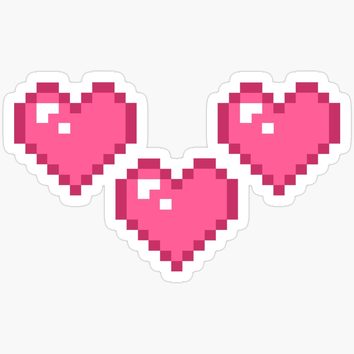 Kira Cute 3 Pink Pixel Heart Glossy Sticker Waterproof Sticker for ...